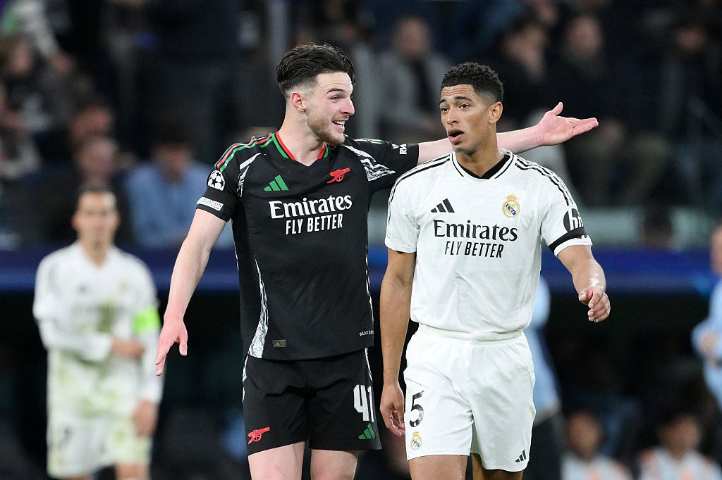 Bellingham and Rice Clash in Real Madrid vs Arsenal Game